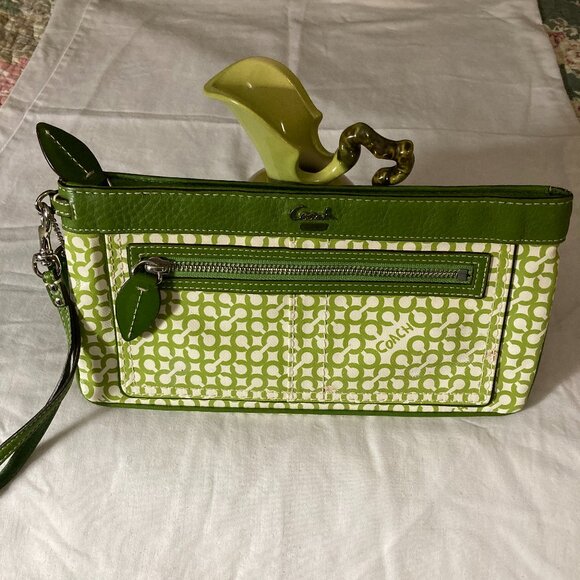 Coach | Bags | Coach Opt Art Avocado Green Wristlet Clutch | Poshmark